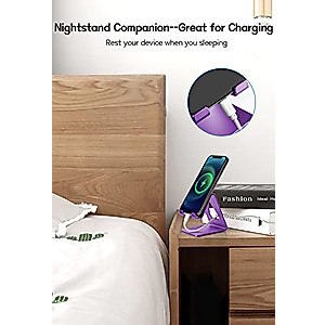 Aoviho Desktop Cell Phone Stand Phone Holder for Desk - Aluminum Phone Dock for iPhone 13 12 pro 11 X Xs max 8 7 6 6s Plus SE 5 5S Samsung All Smart Phones (Purple)