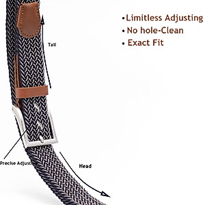 TOUGERJOY Mens Stretch Belt, Woven Elastic Braided Web Belt Casual for Golf Hunting Pants Jeans Medium Blue + Apricot