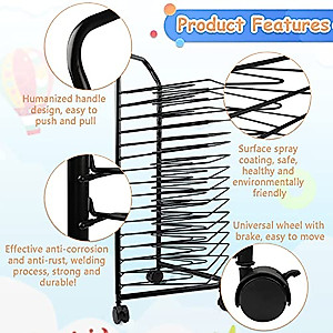 Lzttyee Art Drying Rack for Classroom Paint Drying Rack Art 16 Shelves Metal Artwork Storage Display Rack Art Drying Rack with Wheels for Classroom Painting Crafts (16 Shelves)