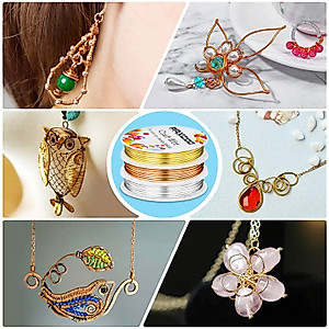 Paxcoo 3 Pack Jewelry Wire Craft Wire 18 Gauge Tarnish Resistant Jewelry Beading Wire for Jewelry Making Supplies and Crafting (Silver, Gold and Copper)