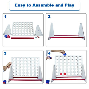 ApudArmis Portable Wooden 4 in a Row Game, Classic Wooden 4-to-Score Game Set with Coins & Carrying Bag-Indoor Outdoor Connect Game for Kids Adults Family