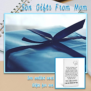 TRCENDE To My Son Gifts Wallet Card from Mom Dad Engraved Inserts Card for Son Back To School Graduation Birthday gift Son Birthday Card College Graduation Christmas Deployment gift xson2