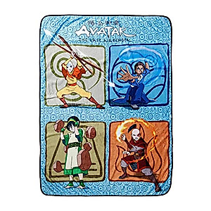 Avatar: The Last Airbender Throw Blanket Aang Zuko Katara Toph Elements Plush Throw Blanket | Cozy Sherpa Blanket | Super Soft Lightweight Fleece Blanket | Geeky Home Decor | 45 x 60 Inches