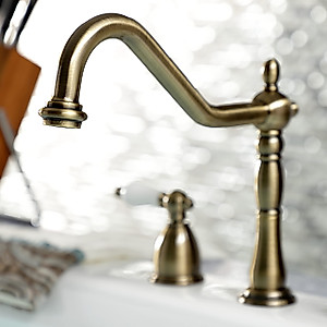Kingston Brass KB1793PLBS Widespread Kitchen Faucet, Antique Brass