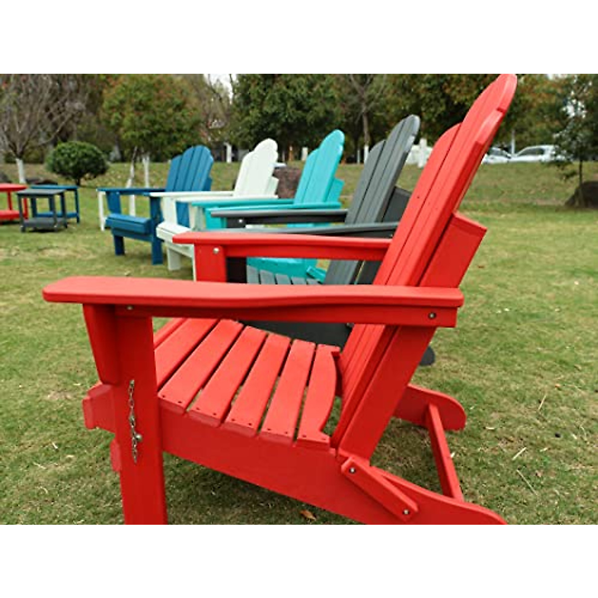 Aoorun Adirondack Chairs Folding Adirondack Chair，Plastic Adirondack Chairs seat Width 21.3"，fire Pit Chairs for Outside firepit Area Lifetime，All Weather Resistant and Durable -Grey