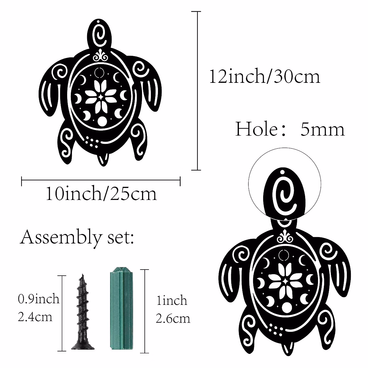 CREATCABIN Metal Sea Turtle Wall Art Sea Animal Beach Ocean Theme Wall Hanging Silhouette Sculpture Iron Sign for Indoor Outdoor Home Living room Kitchen Garden Office Decor Gift Black 12 x 10 Inch