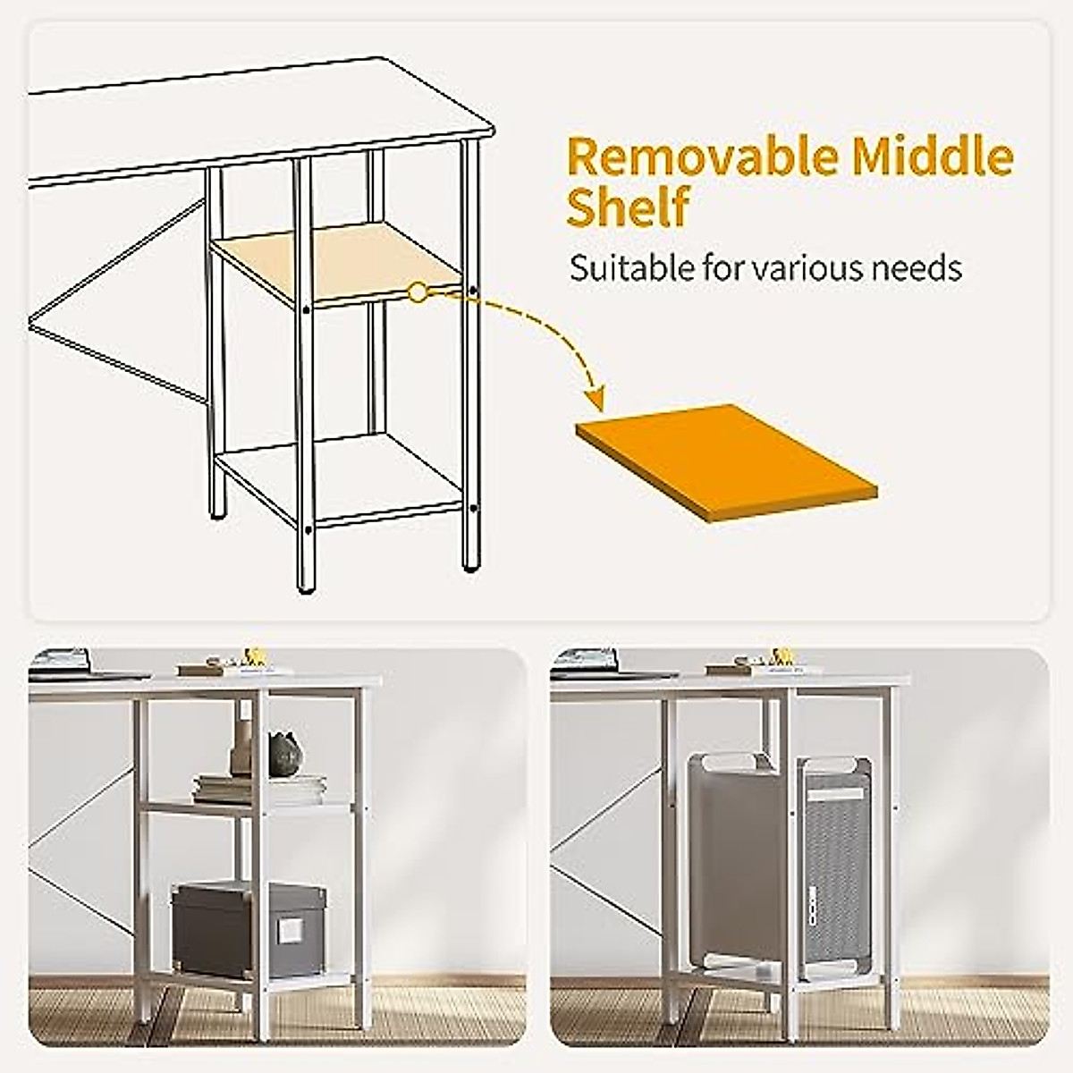 CubiCubi L Shaped Desk, 58.3 inch Computer Corner Desk with 2 Storage Shelves, Home Office Desk with Monitor Stand, White