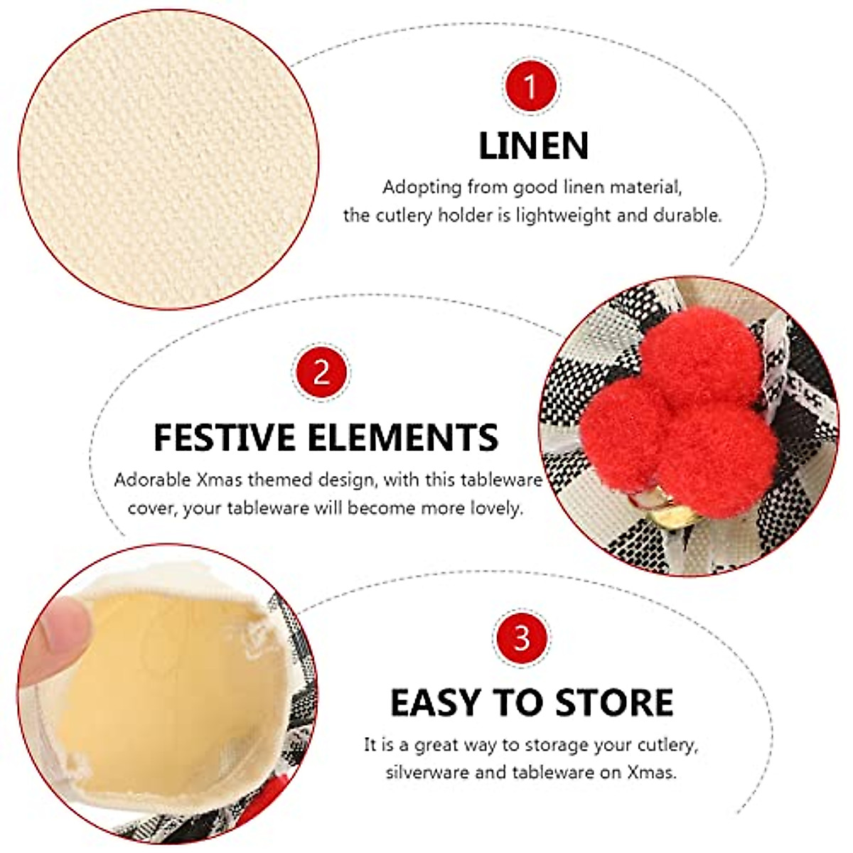 Cabilock 8 pcs Forks Supplies Fork White Cutter Knife Dinner for Bags Spoon Linen Silverware with and Decorations Burlap Winter Holders:xmas Party Pouches Festive Flatware Xmas Bag Holder