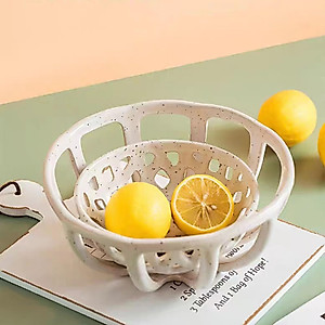 UIBFCWN Ceramic Fruit Bowl Set of 2, 8.5/6 inch Fruit Basket for Kitchen Counter, Large Fruit Bowls for Table Centerpiece, Fruit and Vegetable Holder, Decorative Fruit Bowl for Home Decor