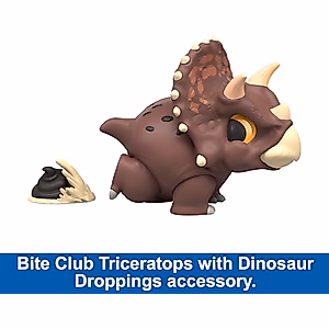 Mattel Jurassic World Bite Club Dinosaur Action Figure & Accessory, Triceratops Chubby-Stylized Toy Collectible