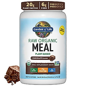Tasty Organic Chocolate Meal Replacement Shake Vegan - Garden of Life - 20g Complete Plant Based Protein, Greens, Digestive Enzymes, Pro & Prebiotics for Easy Digestion – Non-GMO, Gluten-Free, 2.4 LB