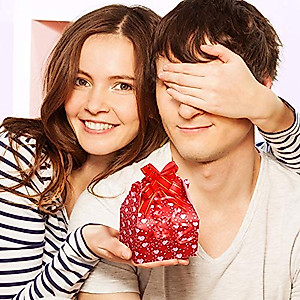 36 Pieces Mini Valentines Day Treat Boxes, Sweet Red and Pink Cardboard Paper Box Heart Printed Candy Boxes for Goody Cookie Holder with 40 Pieces Wrapping Bow Ties for Valentine's Day Party Supplies