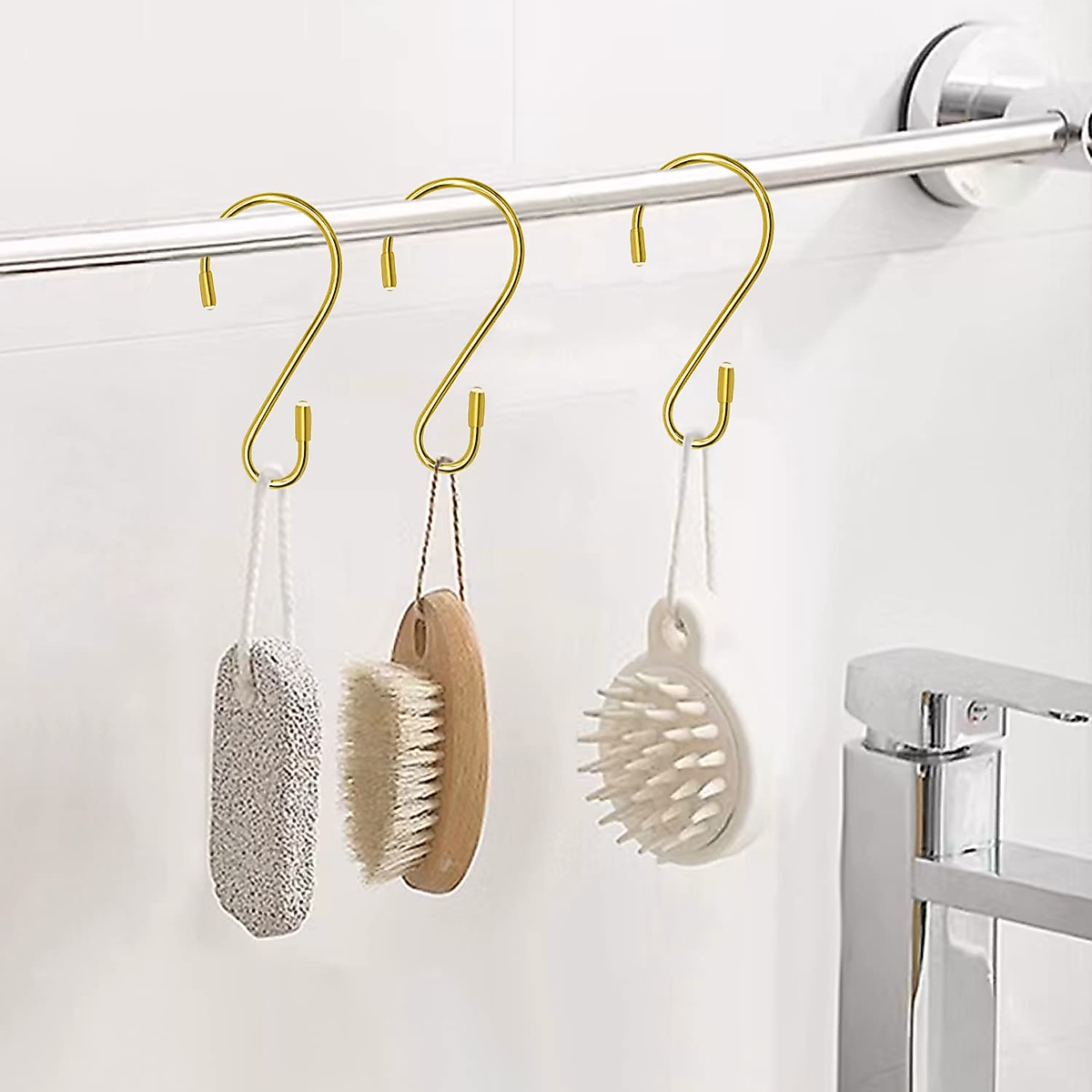 Waitkey 30 Pack S Hooks for Hanging, 3.15 inch Stainless Steel S Shaped Hooks Curtain Hooks Heavy Duty S Hooks for Hanging Pots and Pans, Plants, Jeans, Clothes, Jewelry, Towels, Cups (Gold)