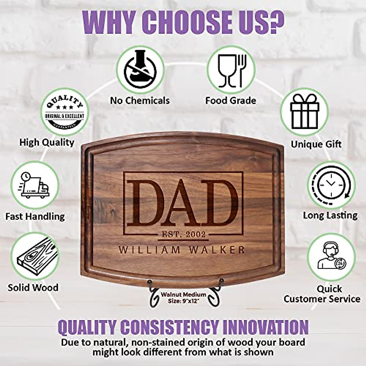 Tayfus Personalized Cutting Boards for Men - Customized Wood Meat Boards for Grill Masters - Unique Custom Gift Ideas for Father's Day, Christmas, Birthday, Anniversary for Men, Dad, Grandpa and Him