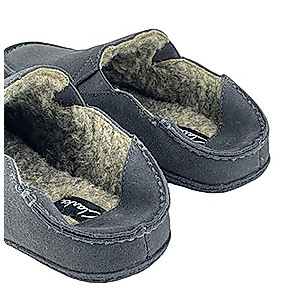 Clarks Mens Suede Slipper With Collapse Heel and Twin Gore JMH2043 - Warm Plush Faux Sherpa Lining - Indoor Outdoor House Slippers For Men (12 M US, Grey)