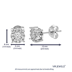 Vir Jewels 1/3 cttw Lab Grown Diamond Stud Earrings for Women Round in .925 Sterling Silver Prong Set