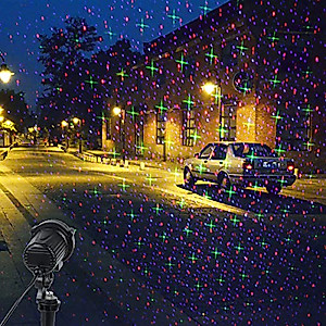 MHAZDZE Outdoor Christmas Laser Light，Red and Green Cross Star and Blue Christmas Laser Lights for Christmas and Holidays and Festive Decorations and Garden Decoration