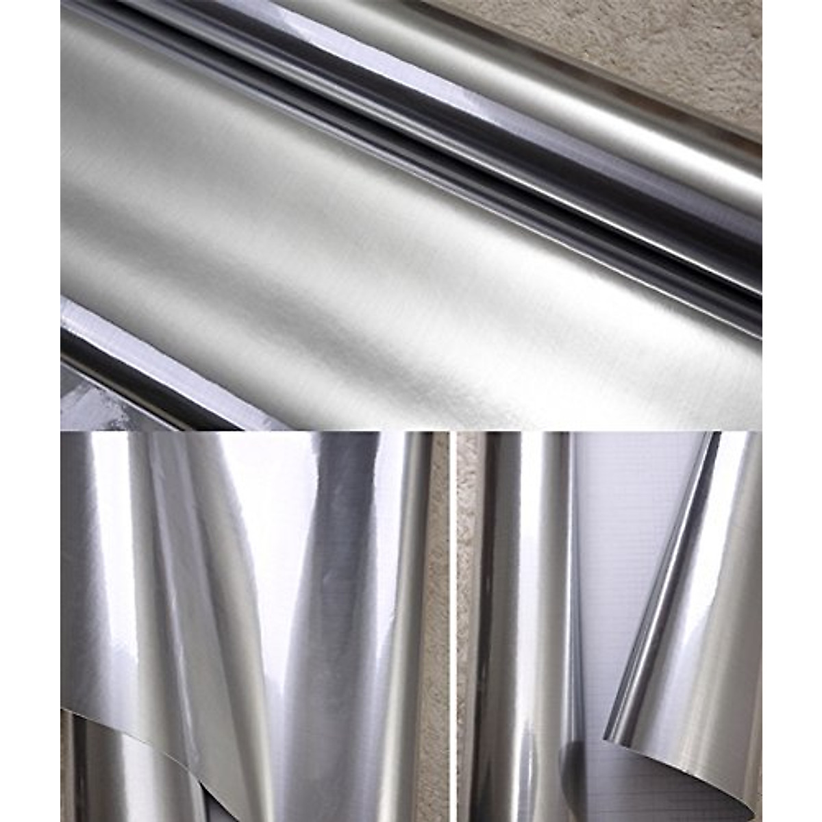 UPREDO Metal Look Stainless Steel Vinyl Metallic Adhesive Paper Shelf Liner Film Kitchen Refrigerator Dishwasher Oven Sticker 15.8in by 79in