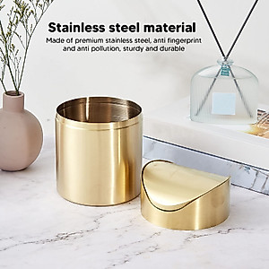 Mini Countertop Trash Can, Stainless Steel Desktop Trash Cans Swing Lid Trash Cans Gold Countertop Trash Bins for Home