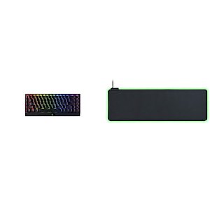 Razer BlackWidow V3 Mini HyperSpeed 65% Wireless Mechanical Gaming Keyboard + Goliathus Extended Chroma Gaming Mousepad Bundle: Green Mechanical Switches - Tactile & Clicky - Classic Black