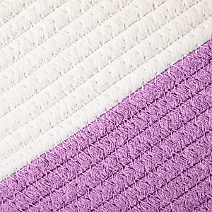 MeloMin XXXL (102L) 100% Cotton Rope Woven Laundry Basket (6 Colors) - 23” x15” - Home Storage Hamper Bin for Blankets, Comforters, Towels, and Toys (Purple)