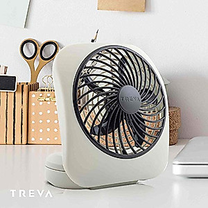 O2COOL Treva 5 Inch Battery Powered Fan Portable Desk Fan 2 Cooling Speeds with Compact Folding & Tilt Design Small Fan Cubicle Accessories Mini Fan Portable (Grey)
