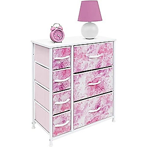 Sorbus Dresser Organizer,for Kids - Boys & Girls Bedroom Organization, Baby Dresser - Clothing Organizer, Storage Drawers for Toys - Steel Frame, Wood Top, Fabric, (7-Drawer, Pastel Tie-dye Pink)