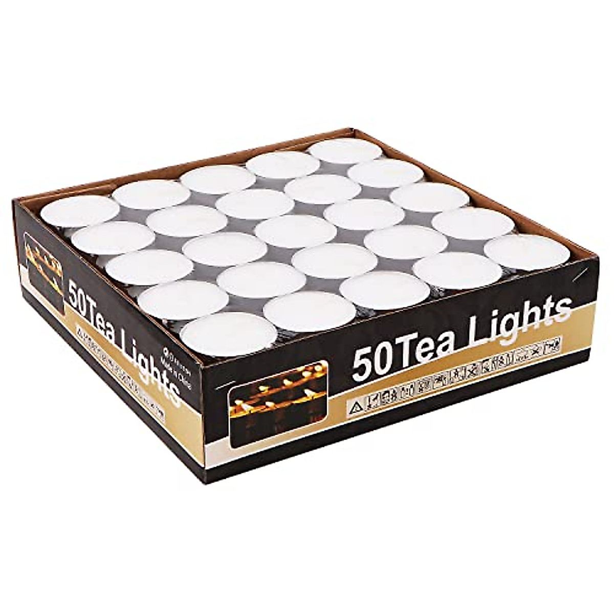 50 Pack Unscented Tea Light Candles 8 Hours Extended Burn Time Smokeless Dripless Paraffin Wax Tealight Candles in Bulk Small Votive Candle for Shabbat, Home Decorative