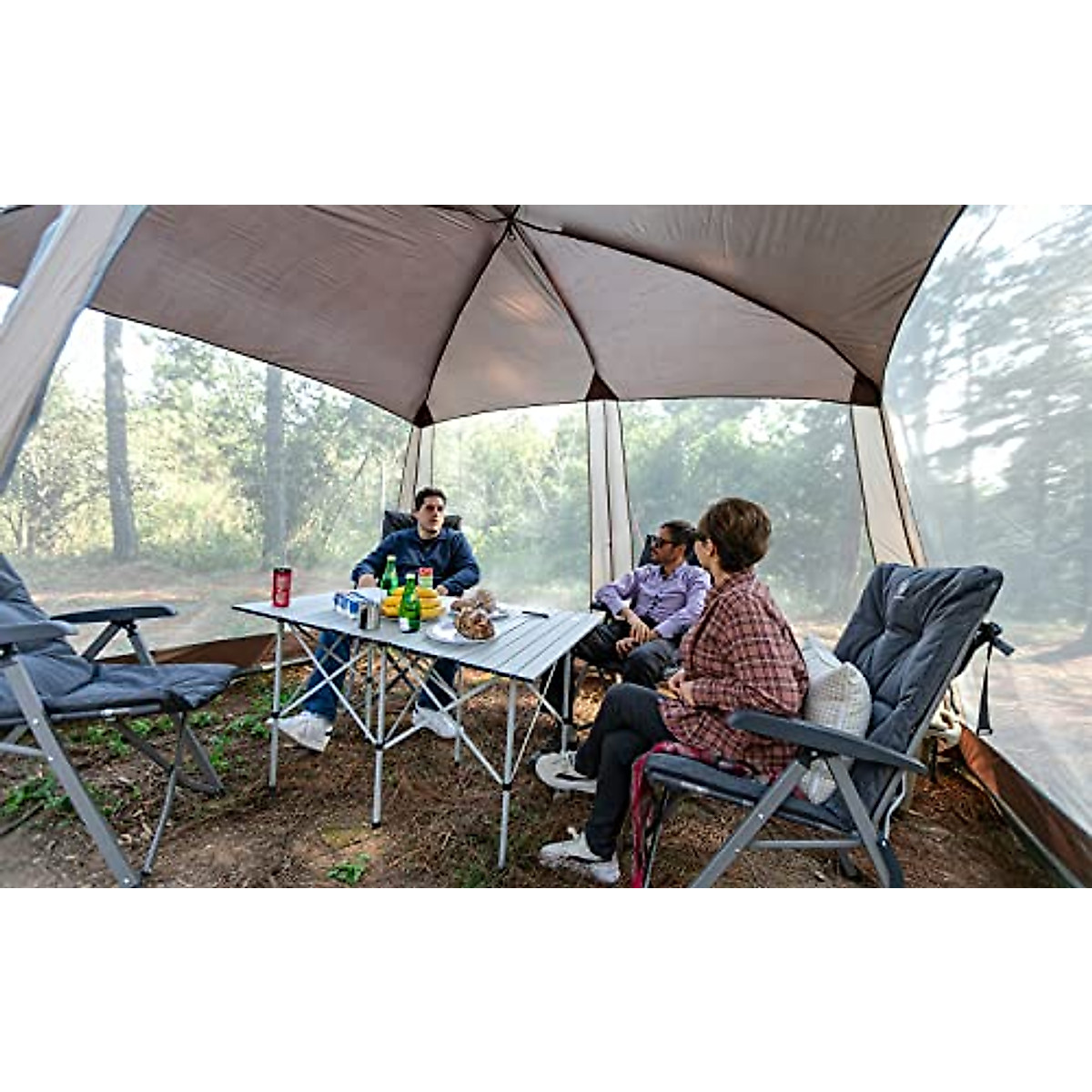 EVER ADVANCED Screen House Room Outdoor Screened Canopy Tent Zippered Gazebos 8-10 Person for Patios Shelter, 12' x10', Brown