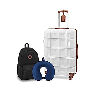 Joyway Luggage Suitcase with Spinner Wheels, Hardside Checked Luggage with TSA Lock, 24 Inch Medium Travel Suitcase (WIHITE,4PCS)