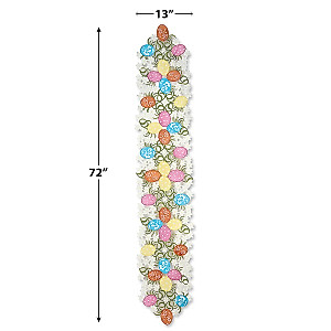Current Easter Egg Table Runner - 13 x 72-Inch Easter Indoor & Outdoor Dining Decorations, Embroidered Home Decor, Holiday Centerpiece, Machine Washable Polyester