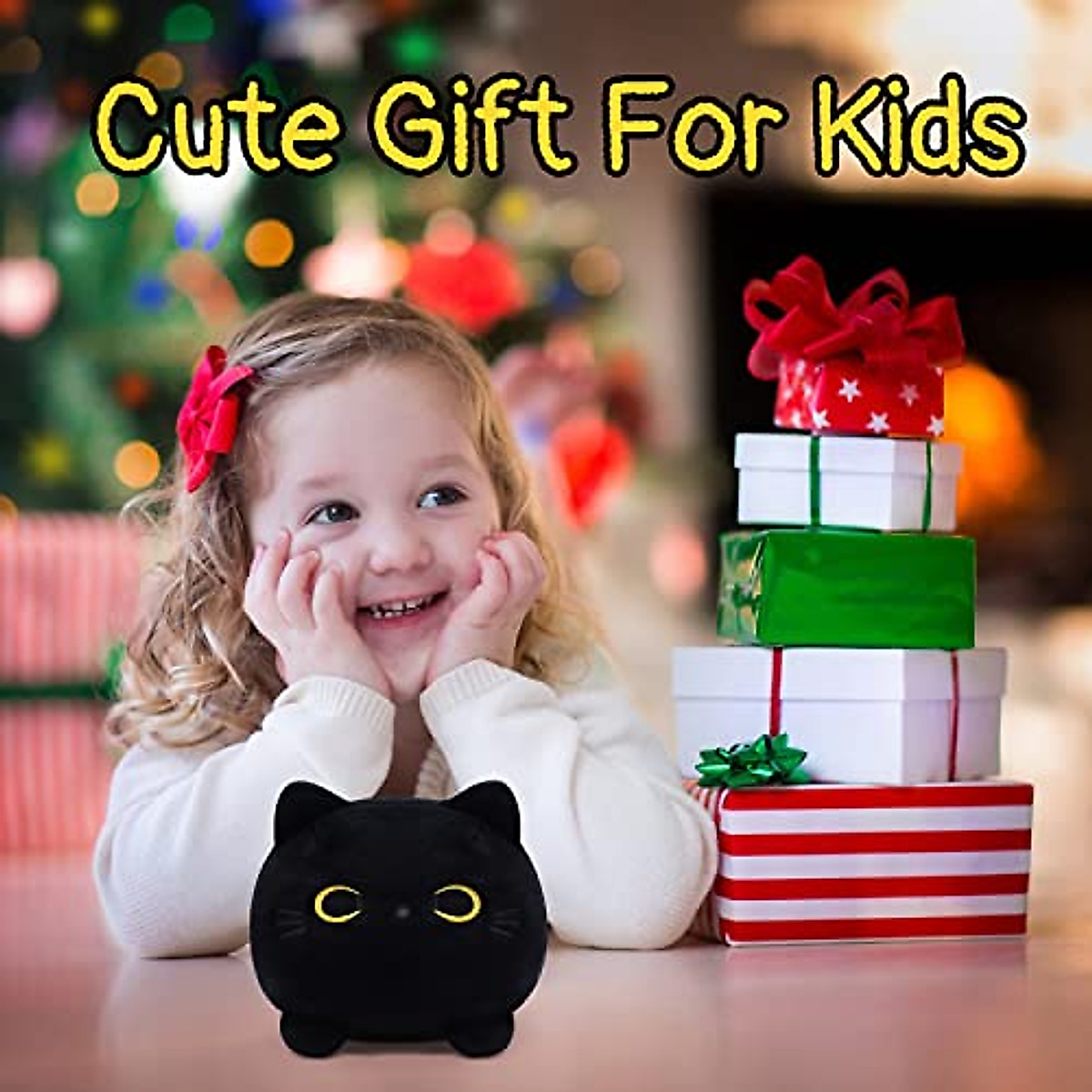MUFEIRUO Black Cat Plush Black Cat Stuffed Animals Plush Toy, Kawaii Black Cat Pillow Plush Cat Plushie Stuffed Black Cat Toys, Cute Small Stuffed Animal Cat for Kids Birthday Home Decoration
