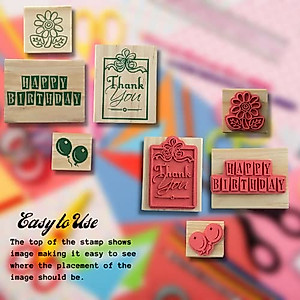 Back Bay Play 16 Pieces Decorative Wooden Rubber Stamp Set for DIY Card Making, Craft, Diary and Craft Scrapbooking