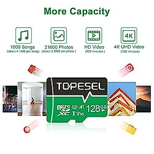 TOPESEL 128GB Micro SD Card 3 Pack Memory Cards A1 V30 U3 Class 10 Micro SDXC UHS-I TF Card for Camera/Drone/Dash Cam(3 Pack U3 128GB)