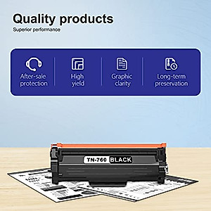 ALUMUINK TN-760 TN760 High Yield Black Toner Compatible Replacement for Brother TN760 TN760 2PK DCP-L2550DW, MFC-L2710DW L2750DWXL L2750DW Printer (TN7602PK