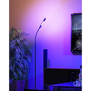 ULG 【Upgrade】 Double Side LED Floor Lamp, Tall 360° Adjustable Gooseneck Standing Reading Lamp for Bedroom, RGB & Dimmable Bright Task Light with 3000K-6500K Color Temps, Eyelash LED Floor Light