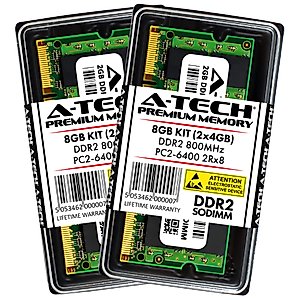 A-Tech 8GB Kit (2x4GB) Max RAM for Dell Inspiron 1440, 1545, 1546, 1750, Zino HD 400 - DDR2 800Mhz PC2-6400 SODIMM Max Memory Upgrade