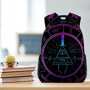 Bill Cipher Wheel Zodiac School Backpack for Girls Boys, Lightweight Bookbag Backpack Purse for Women
