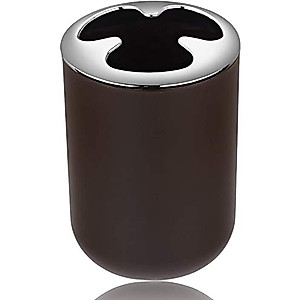 KIRSTHM Bathroom Accessories Sets 6 Piece, Bathroom Set 6 Pieces Plastic Lotion Dispenser, Toothbrush Holder, Bathroom Tumblers, Soap Dish, Trash Can, Toilet Brush Set with Drawstring Trash Bags