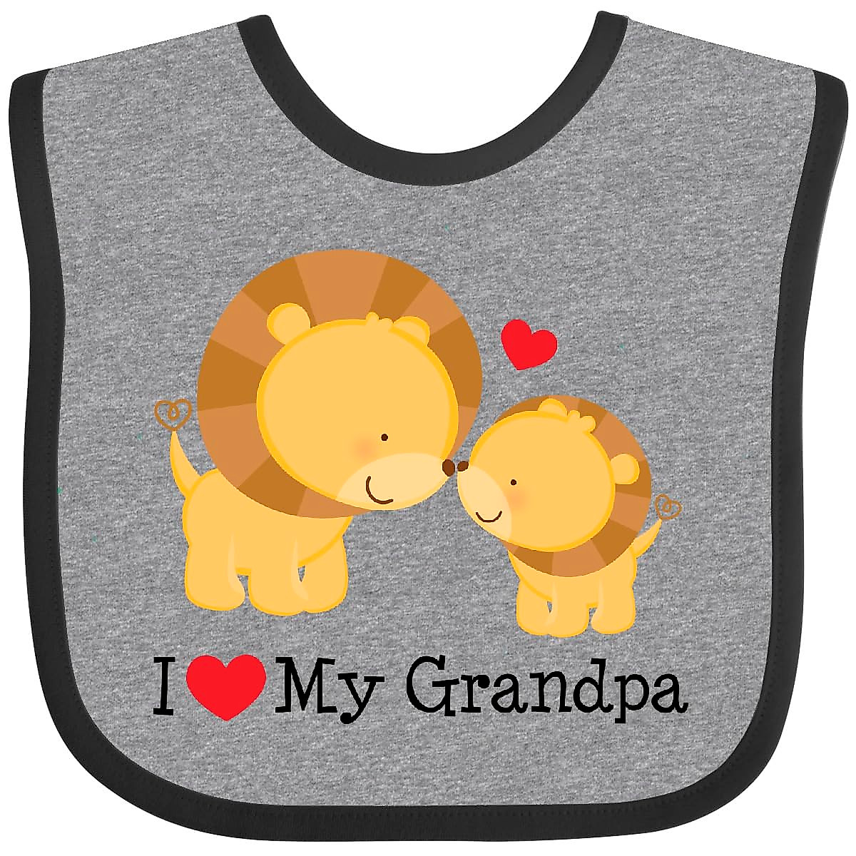inktastic I Love My Grandpa Baby Bib Heather and Black Efbc