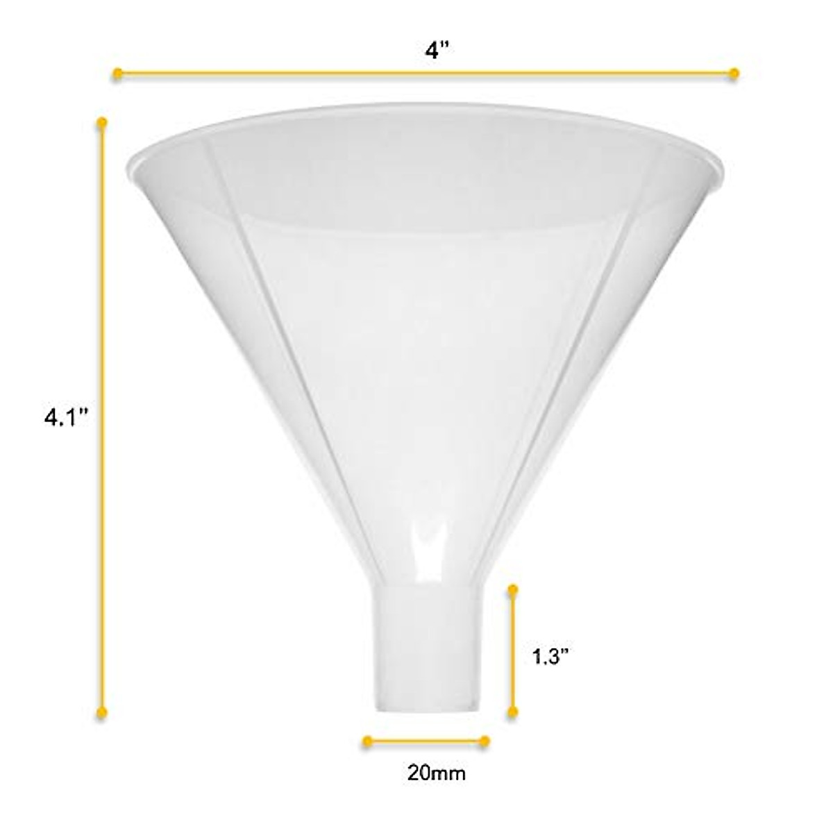 EISCO Powder Funnel, 4" - Polypropylene Plastic - Parallel Stem - Resistant to Acids & Alkalis - Great for Laboratory, Classroom or Home Use