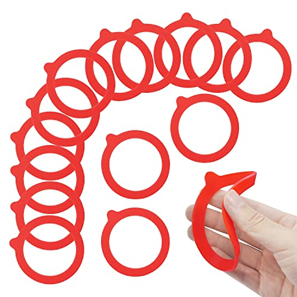 12 Pieces Rubber Seals for Glass Jars, Airtight Silicone Mason Jar Gaskets, Leakproof Silicone Replacement Gaskets for Storage Jars, Elastic and Fits Most Sizes (Red)