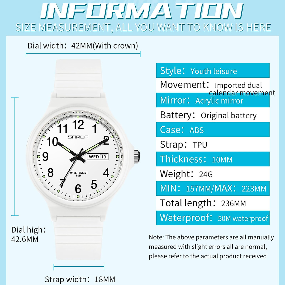 Women's Watch Waterproof Ladies Watches Sport Wrist Watch Nurse Analog Simple Minimalist Casual Watch Dress Wristwatch with Day Date White Black Pink Gold Green Purple