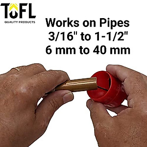 TOFL Pipe Tool - Great For Copper Pipes, A Reamer, And Deburring Tool, An Inner And Outer Reamer For Soft Metals And PVC Rigid Plastic Tubing 3/16 to 1-1/2-inch (6 Mm To 40 Mm) (Red)