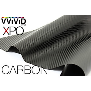 VViViD XPO Black Carbon Fiber 5ft x 1ft 8yr Car Wrap Vinyl Roll with Air Release