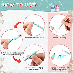 Christmas Multi Point Stackable Push Pencil with Christmas Santa Claus, Christmas Tree, Snowman, Elk for Kids Classroom Rewards, Christmas Favors Prize Stuffers (24 Pieces)