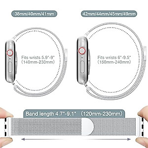 Pippia Milanese Loop with Magnetic Clasp Compatible with Apple Watch Band 38mm 40mm 41mm 42mm 44mm 45mm 49mm, Stainless Steel Mesh Metal Strap for iWatch Series 9 Ultra SE 8 7 6 5 4 3 2 1, Women Men