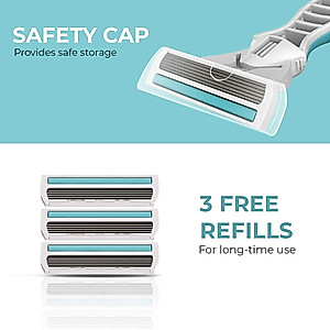 Nylea Razors for Women with Sensitive Skin - FlexShave - Premium Womens Razor for Shaving [6 Blades] Bikini Trimmer, Women's Shaver with Vitamin E and Aloe Vera Lubricating Strip with 3 Refills