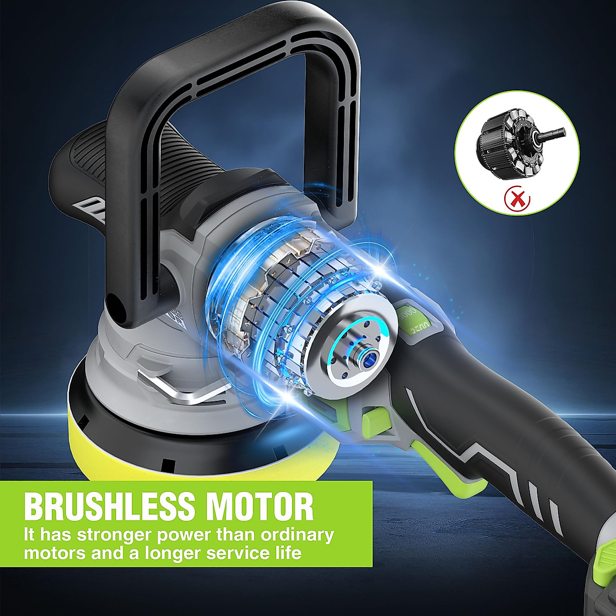 WORKPRO 20V Cordless Buffer Polisher Kit, Brushless Dual Action Polisher with 4.0Ah Battery, 7 Variable Speed Up to 5000RPM, Random Orbital Polisher Kit for Car Detailing, Waxing, Polishing