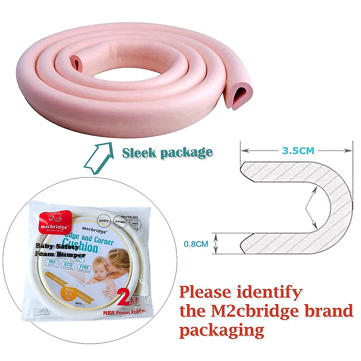 M2cbridge U Shape Extra Thick Furniture Table Edge Protectors Foam Baby Safety Bumper Guard 6.5 Ft (Black)